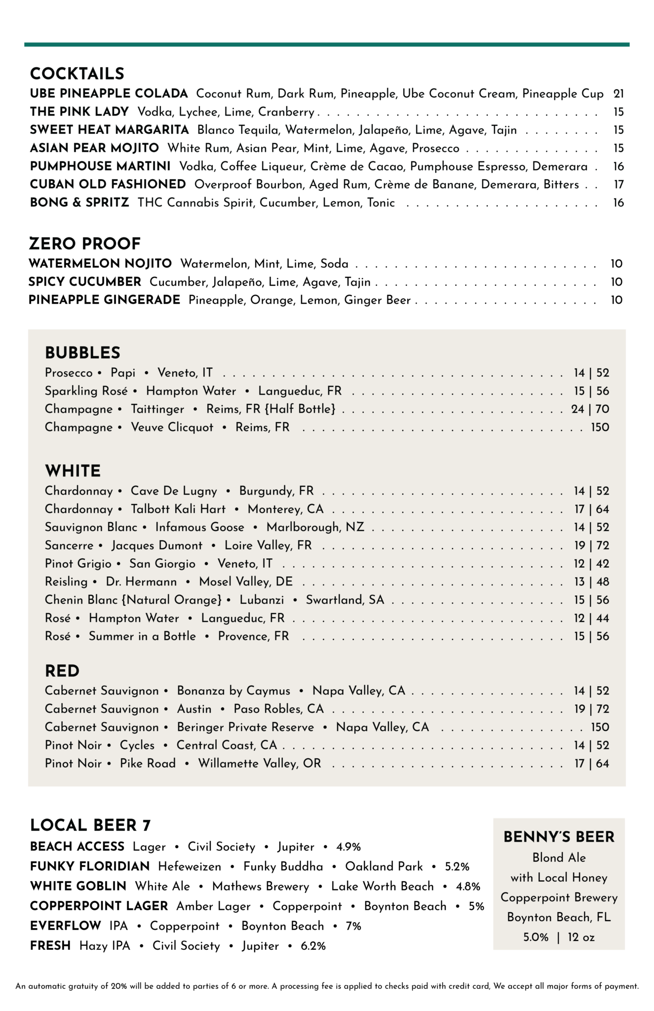 Menus – Oceanwalk by Benny’s on the Beach